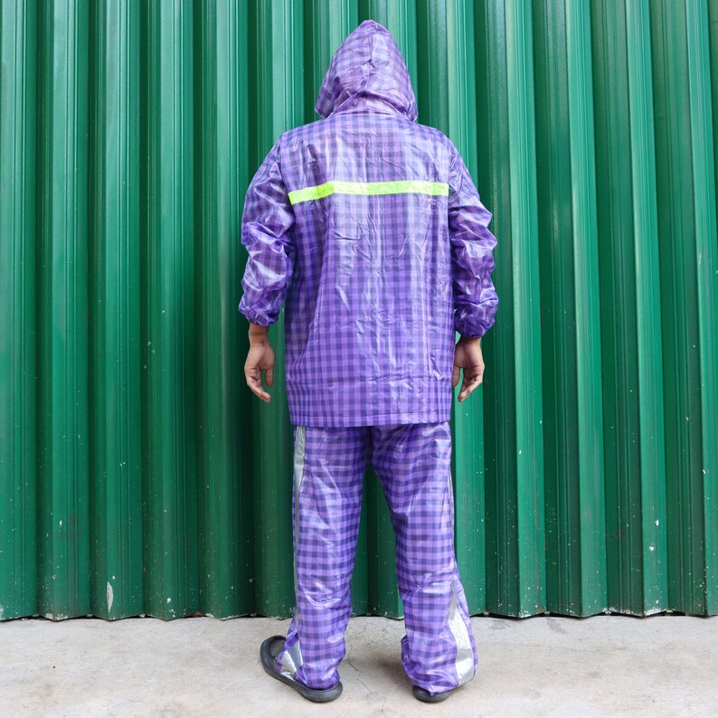 Raincoat Jacket and Pants With Zipper and Hood PVC Rainsuit Material ...