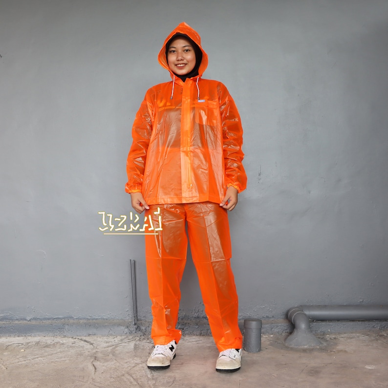 Raincoat Jacket and Pants With Zipper and Hood PVC Rainsuit Material ...