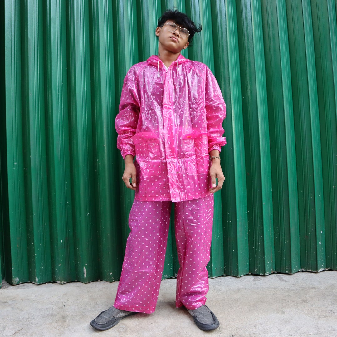 Raincoat Jacket and Pants With Zipper and Hood PVC Rainsuit Material ...