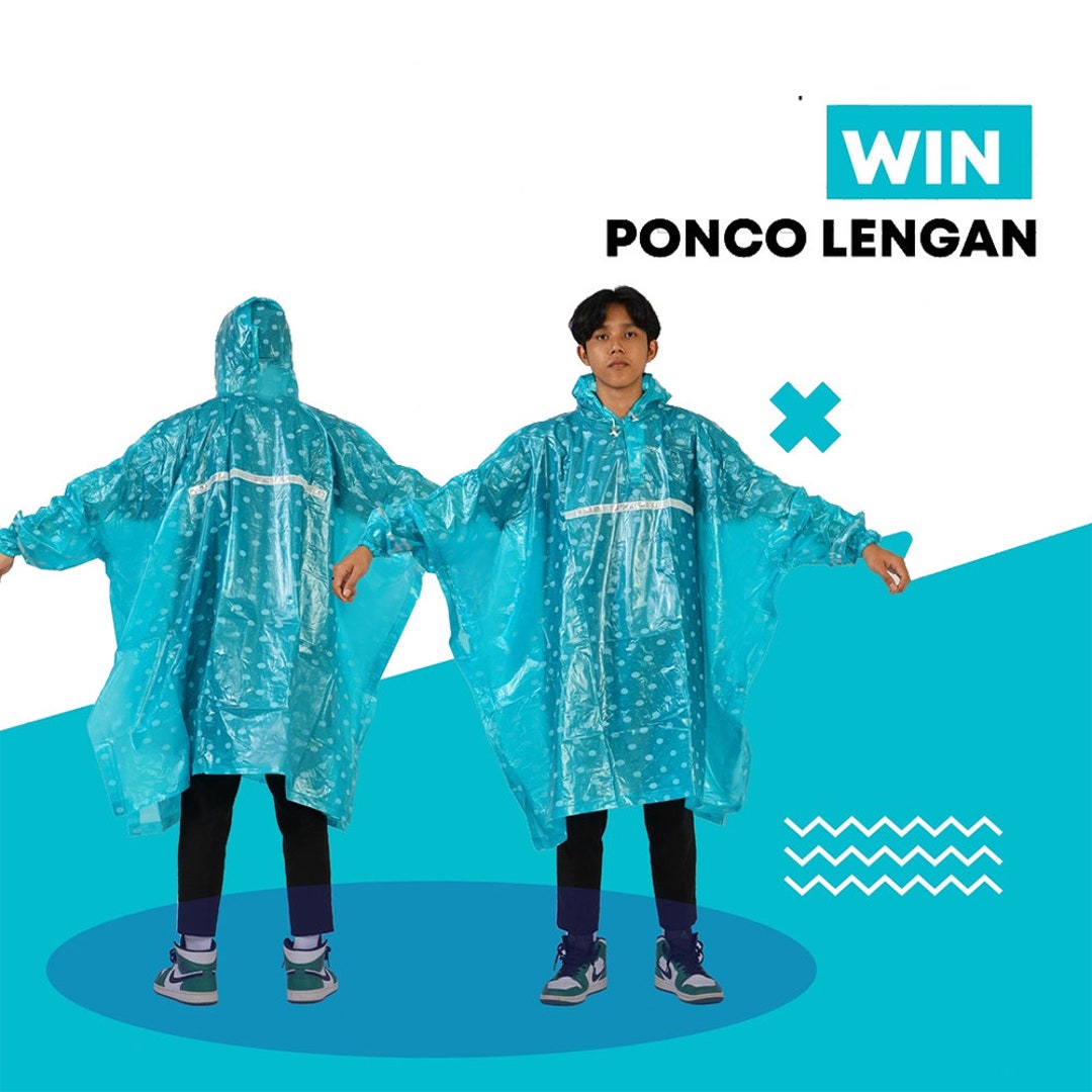Poncho Raincoat With Semi-rubber Polka Dot Sleeves, Not Easy to Tear ...