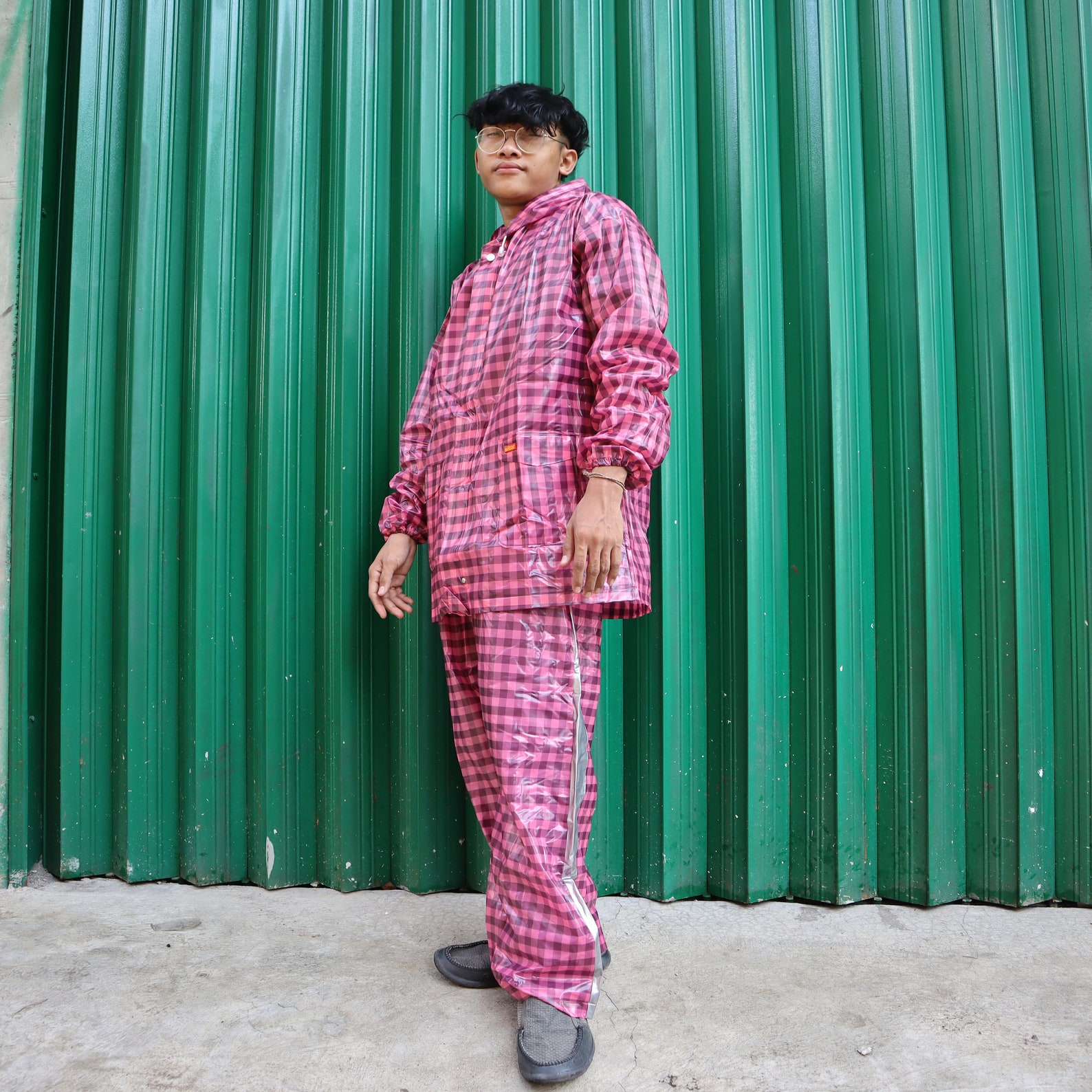 Raincoat Jacket and Pants With Zipper and Hood PVC Rainsuit Material ...