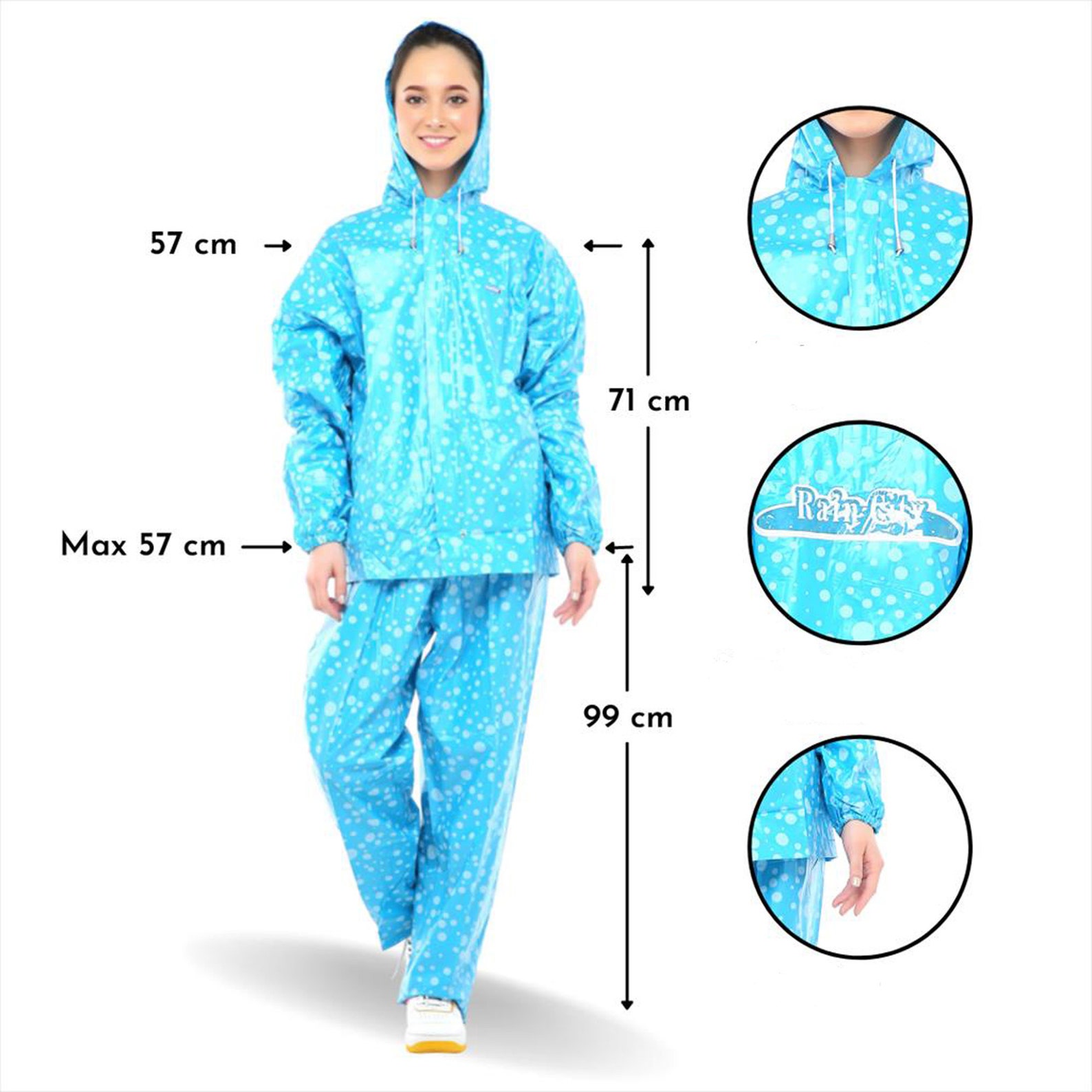 Raincoat Jacket and Pants With Zipper and Hood PVC Material Good ...