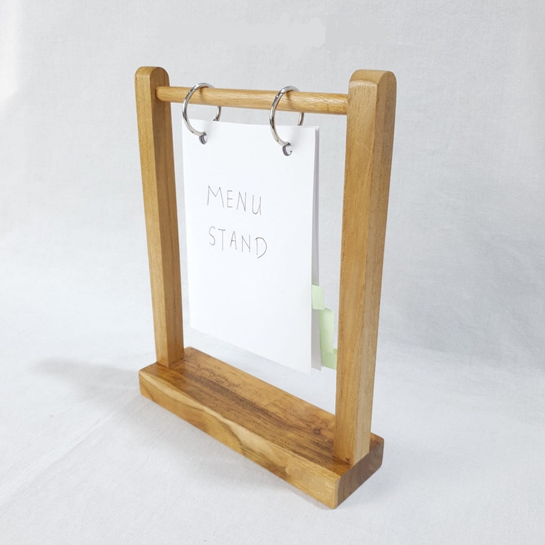 Teak Wood Sheet Menu Hanger + 2 Stainless Rings - Etsy