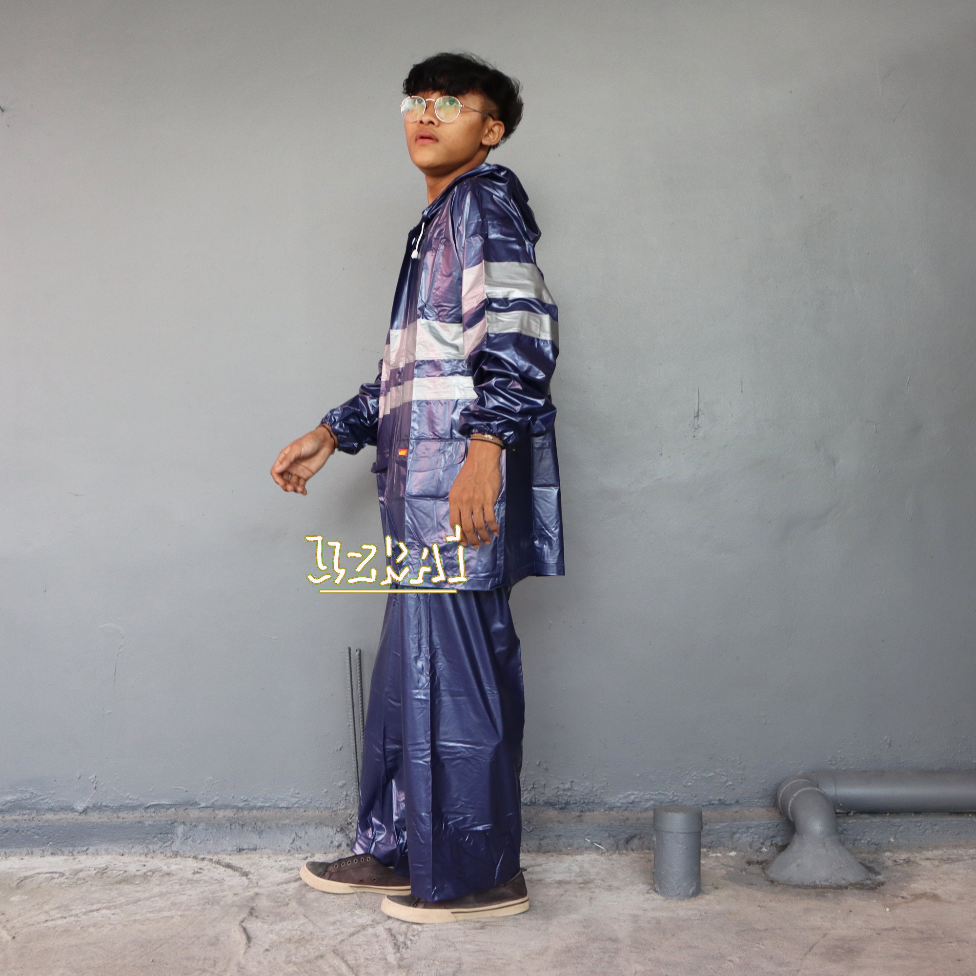 Raincoat Jacket and Pants With Zipper and Hood PVC Rainsuit Material ...