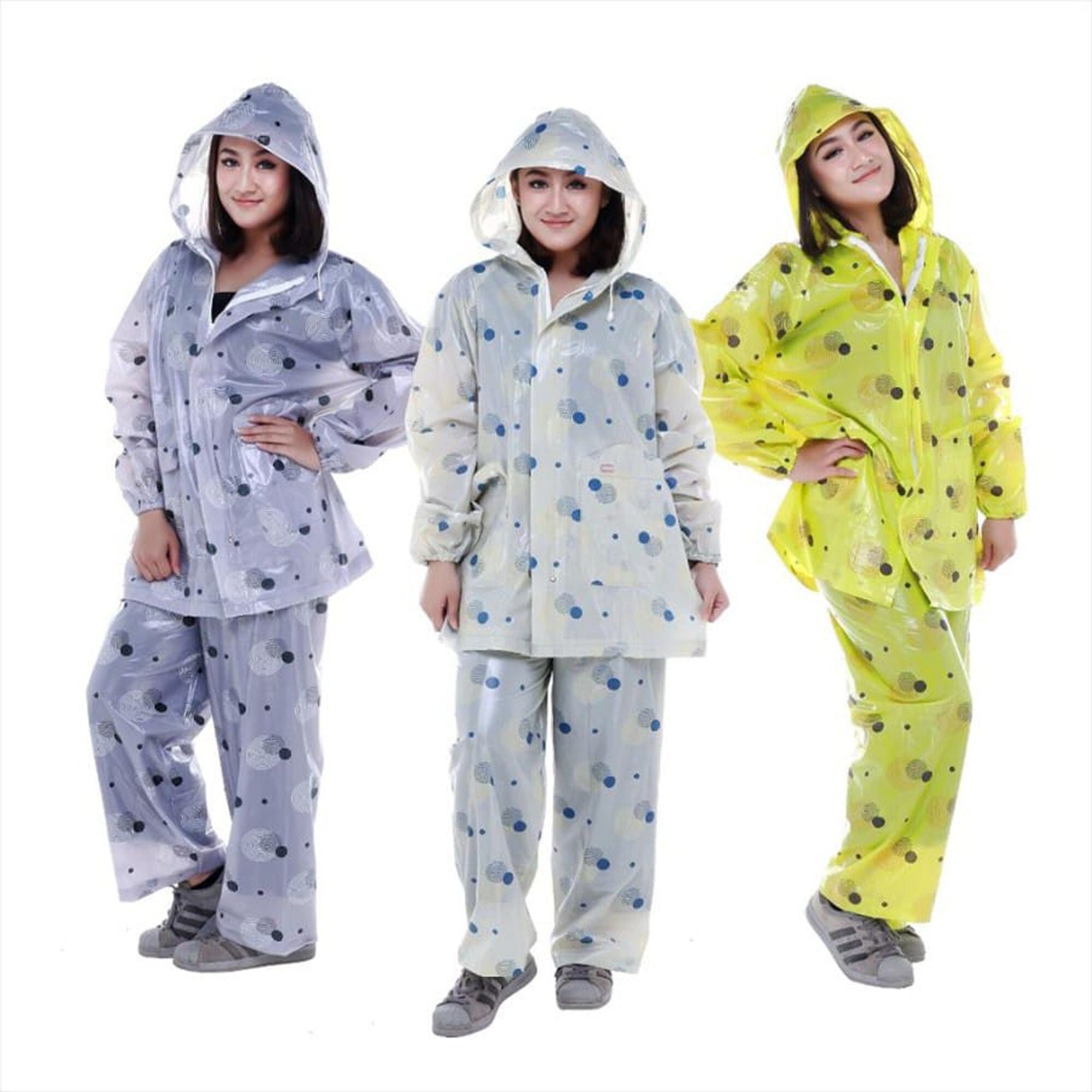 Raincoat Polka Dot Jacket and Pants Suits for Men and Women Waterproof ...