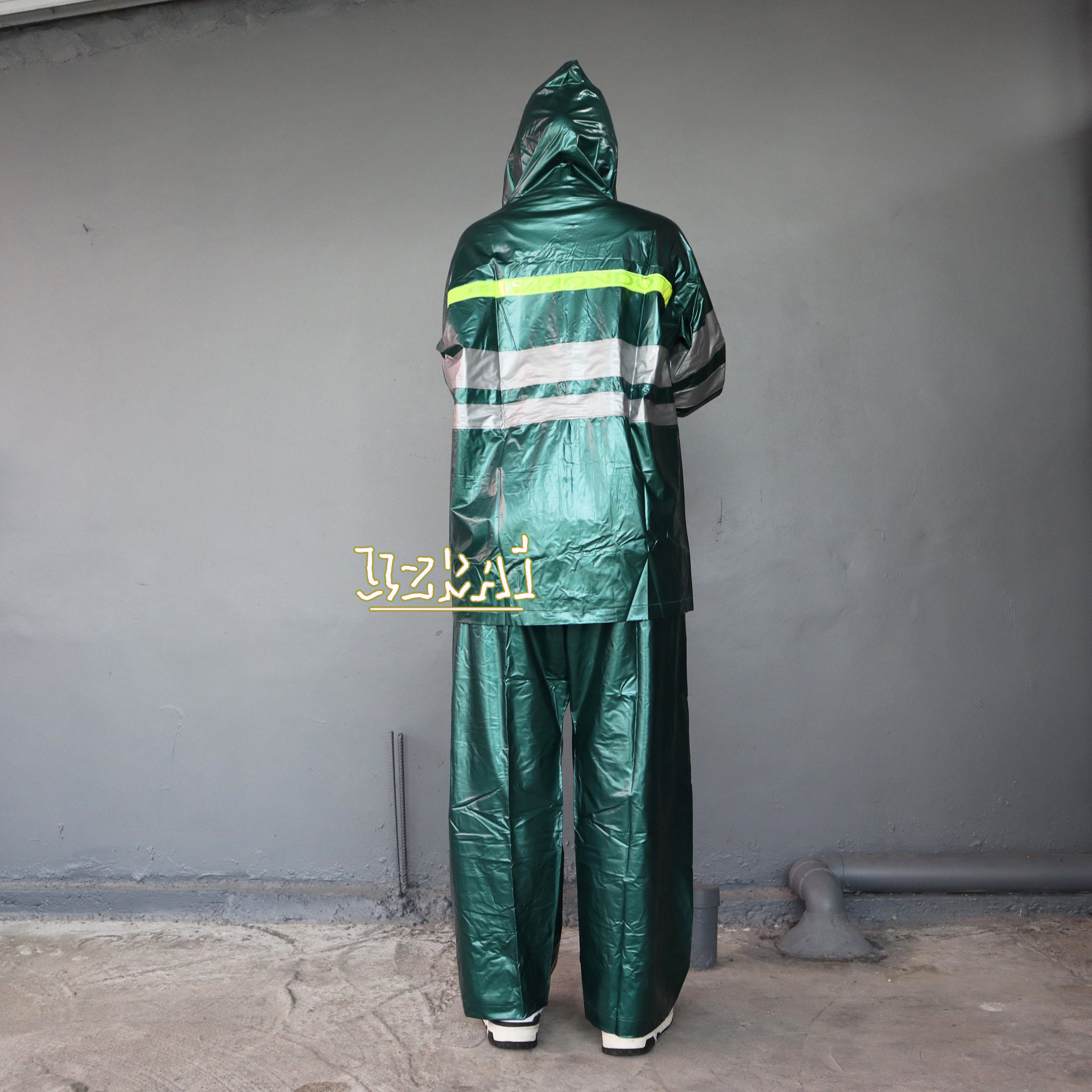 Raincoat Jacket and Pants With Zipper and Hood PVC Rainsuit Material ...