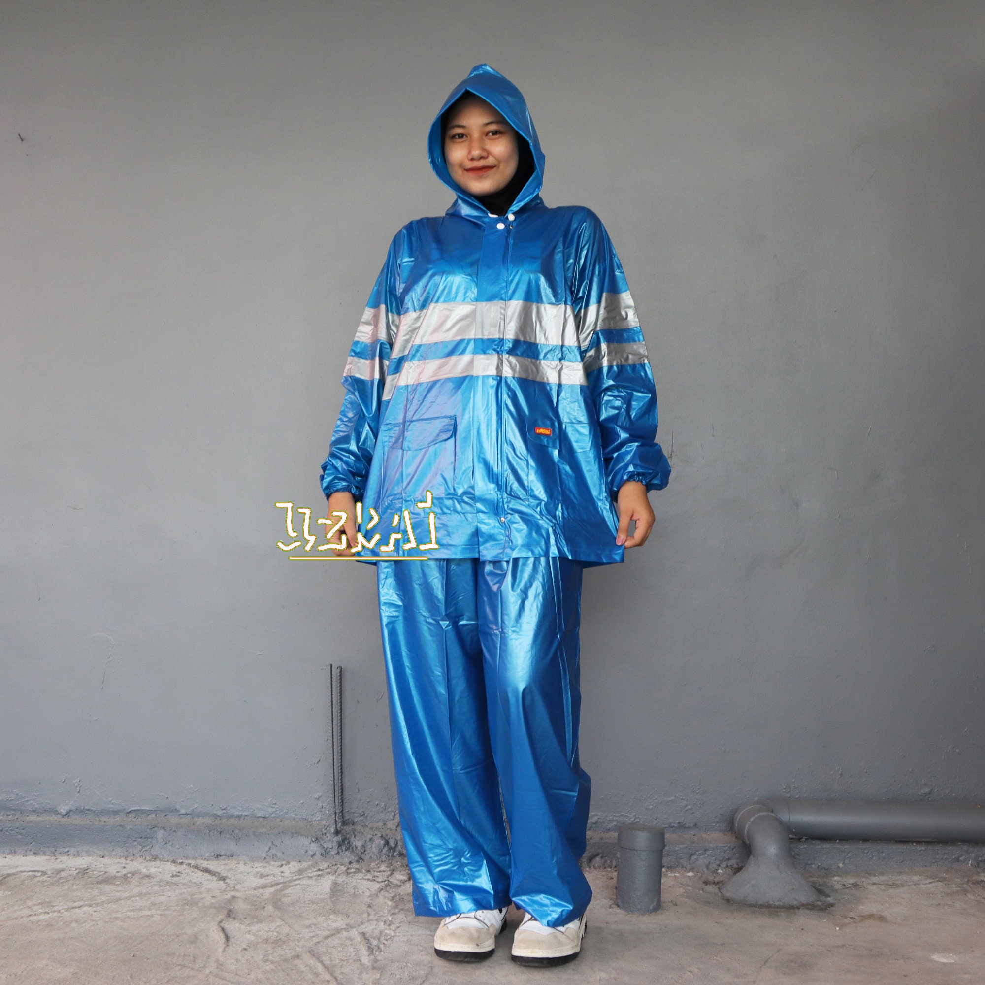 Raincoat Jacket and Pants With Zipper and Hood PVC Rainsuit Material ...