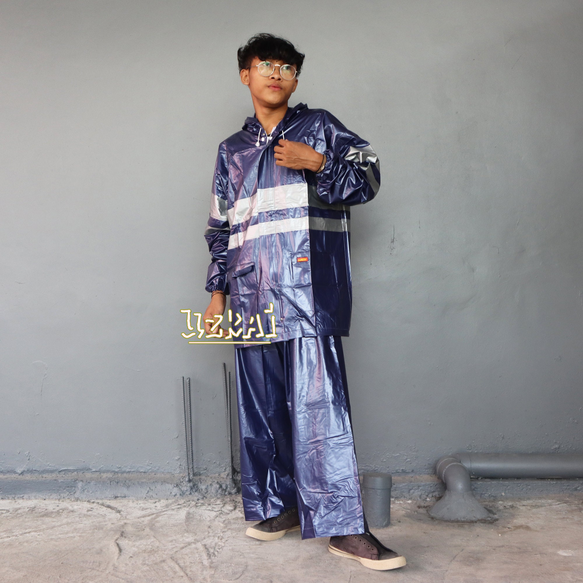 Raincoat Jacket and Pants With Zipper and Hood PVC Rainsuit Material ...