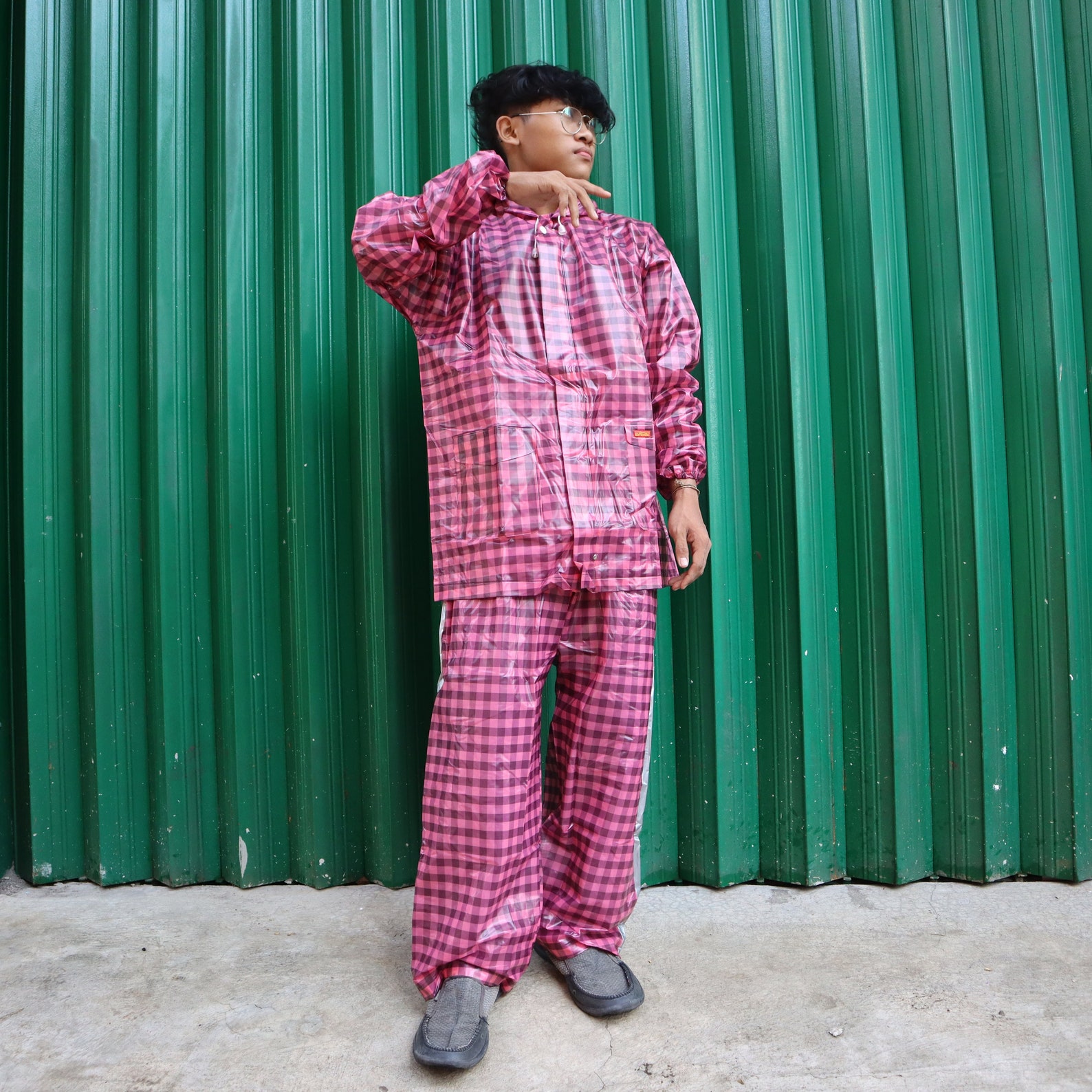 Raincoat Jacket and Pants With Zipper and Hood PVC Rainsuit Material ...