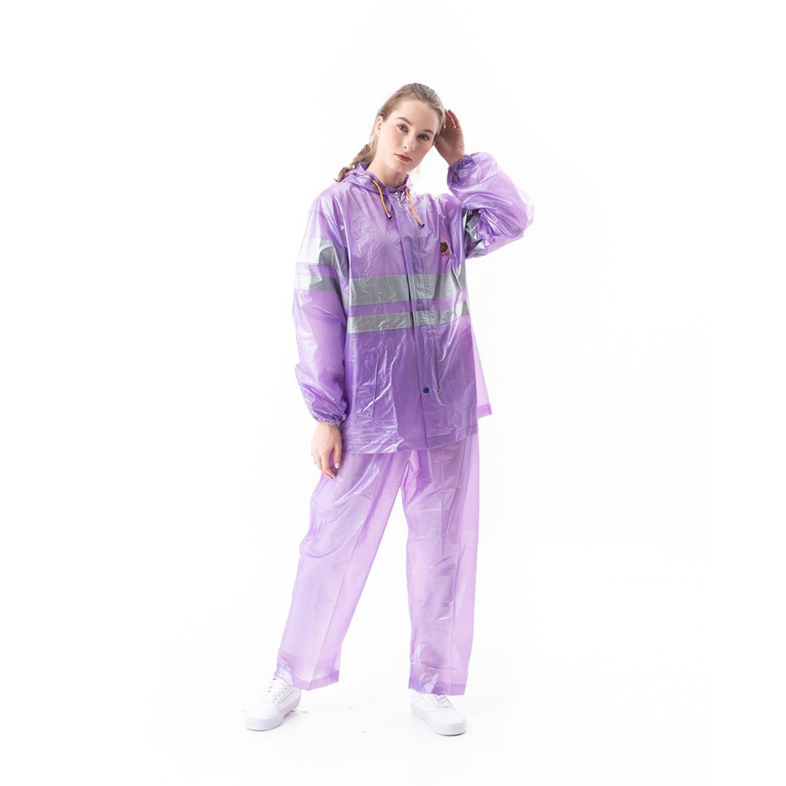 Raincoat Jacket and Pants With Zipper and Hood PVC Rainsuit Material ...