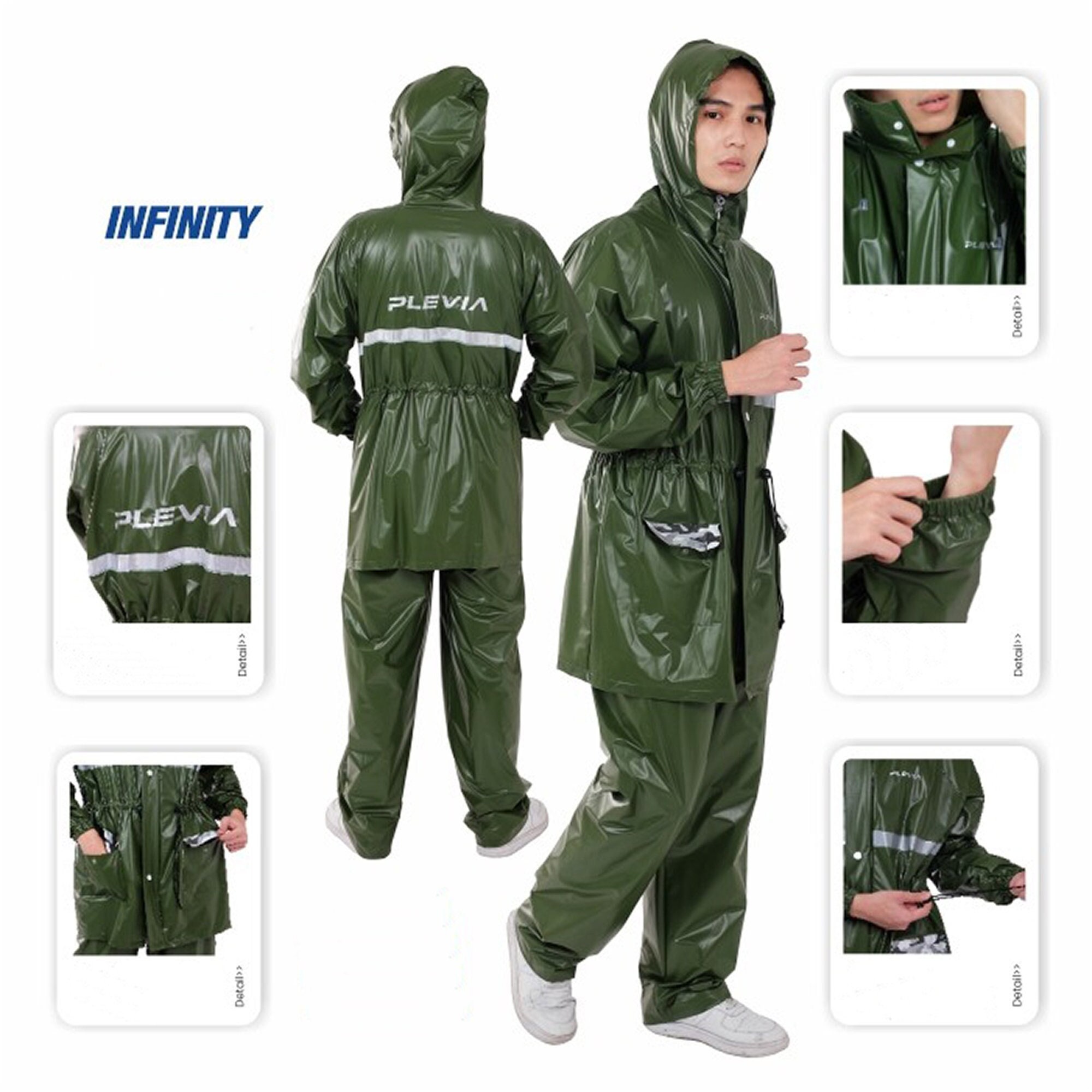 Raincoat Parka Vinyl Jacket and Pants Suit With Zipper Rubber Sleeves ...