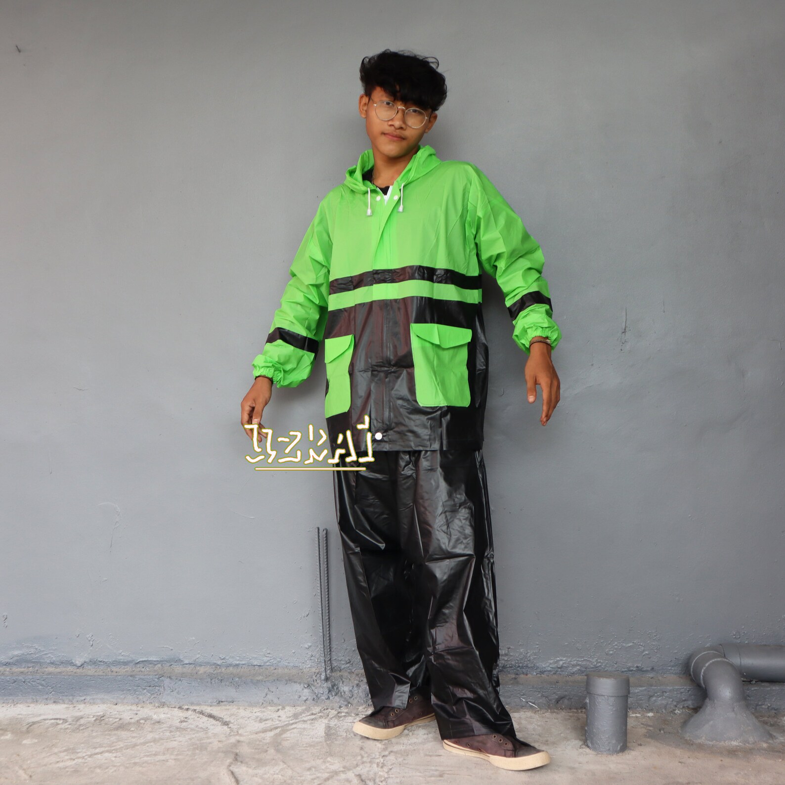 Raincoat Jacket and Pants With Zipper and Hood PVC Rainsuit Material ...