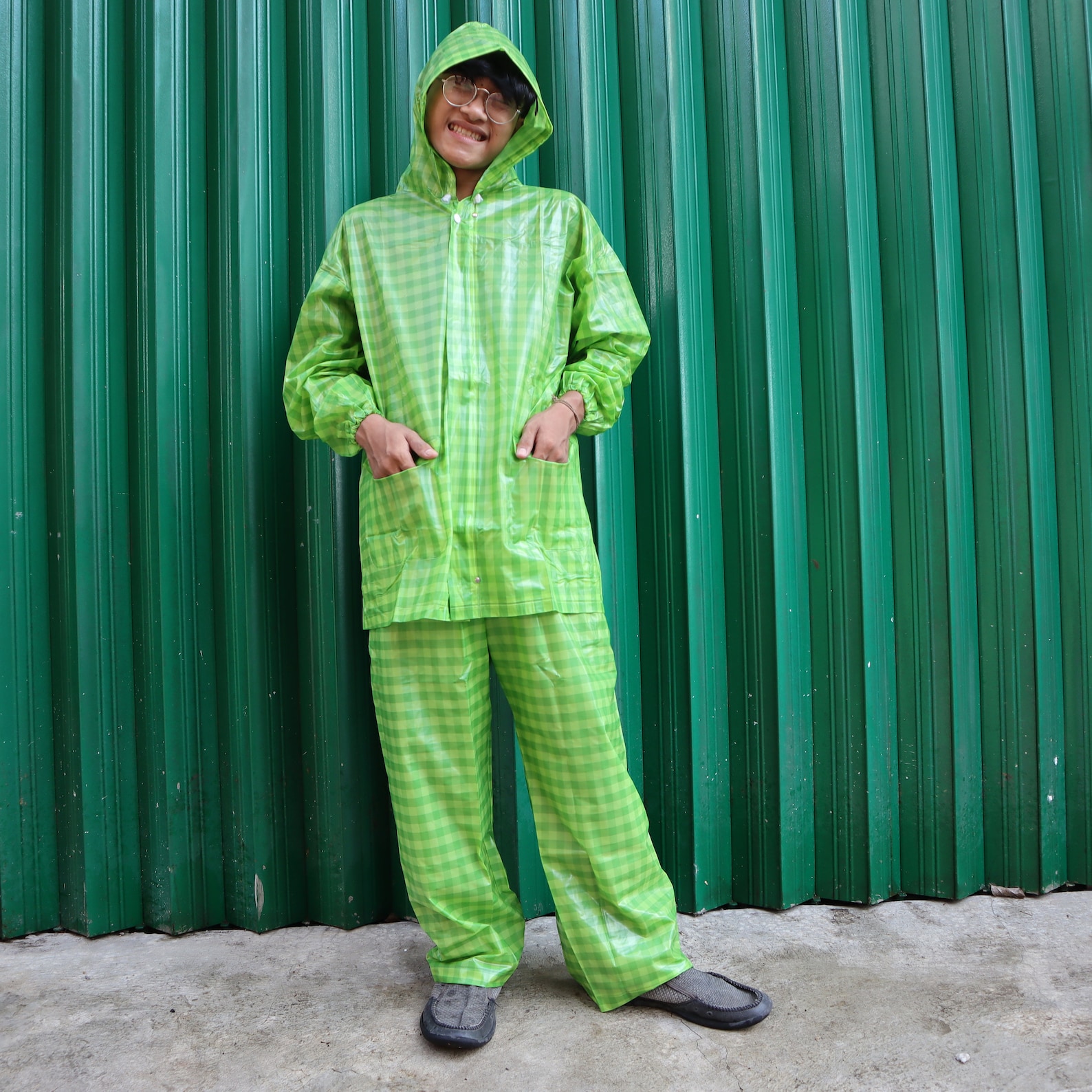 Raincoat Jacket and Pants With Zipper and Hood PVC Rainsuit Material ...