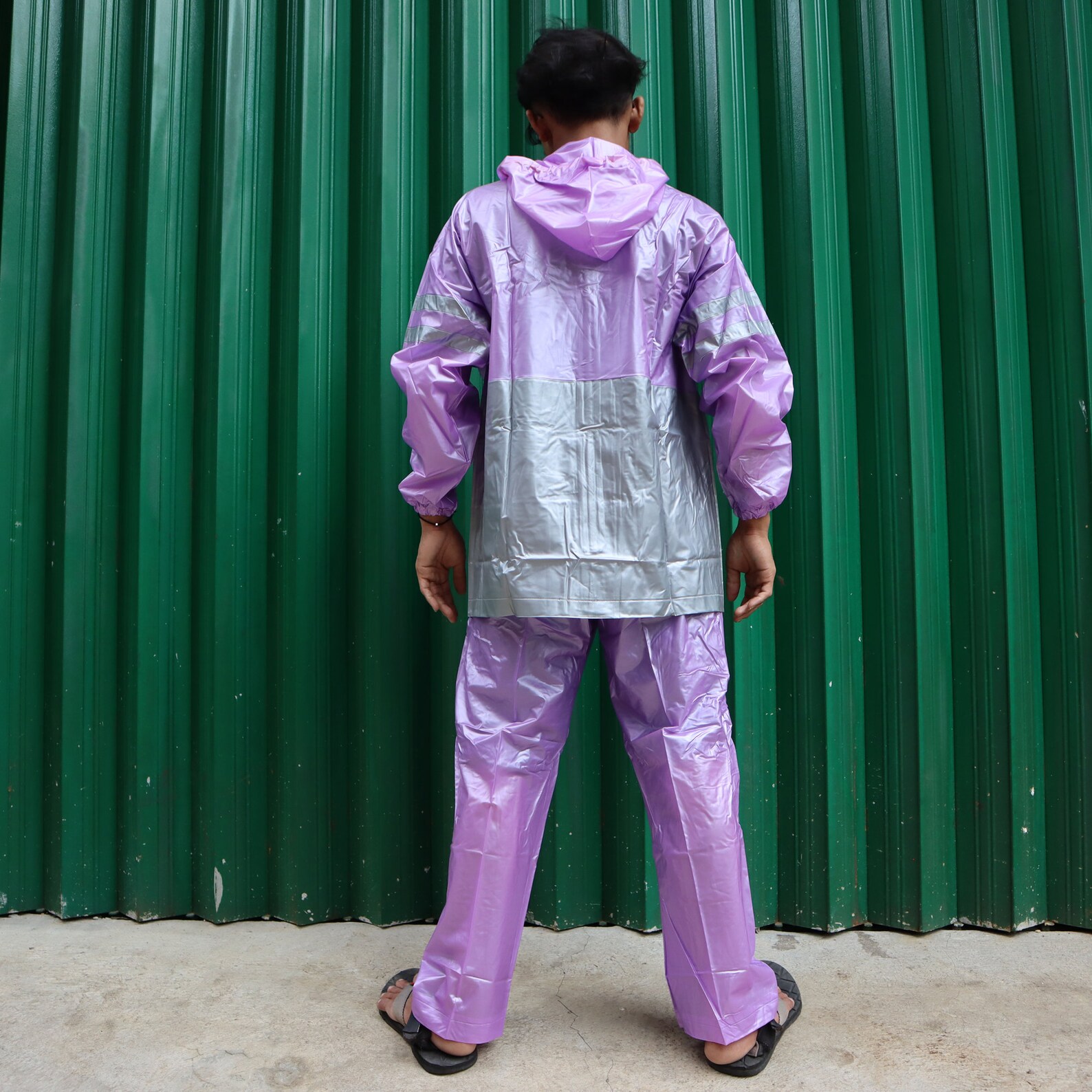 Raincoat Jacket and Pants With Zipper and Hood PVC Rainsuit Material ...