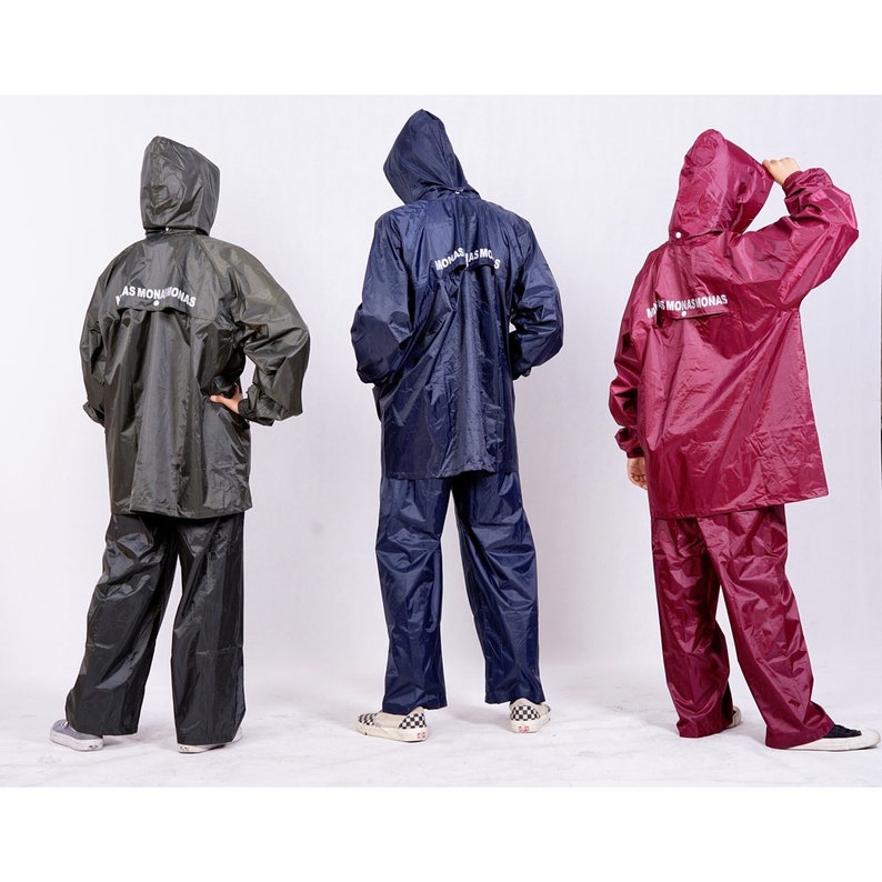 Nylon Raincoat Suit Jacket and Trousers With Attached Hood, Rubber ...
