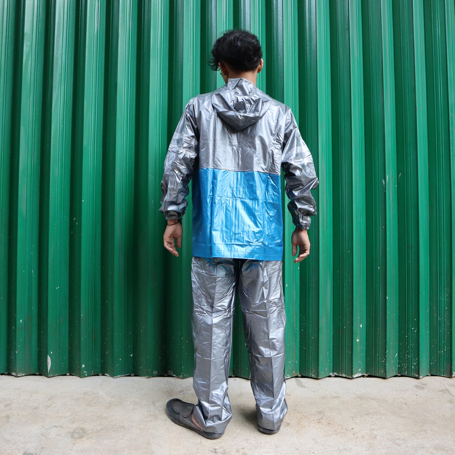 Raincoat Jacket and Pants With Zipper and Hood PVC Rainsuit Material ...