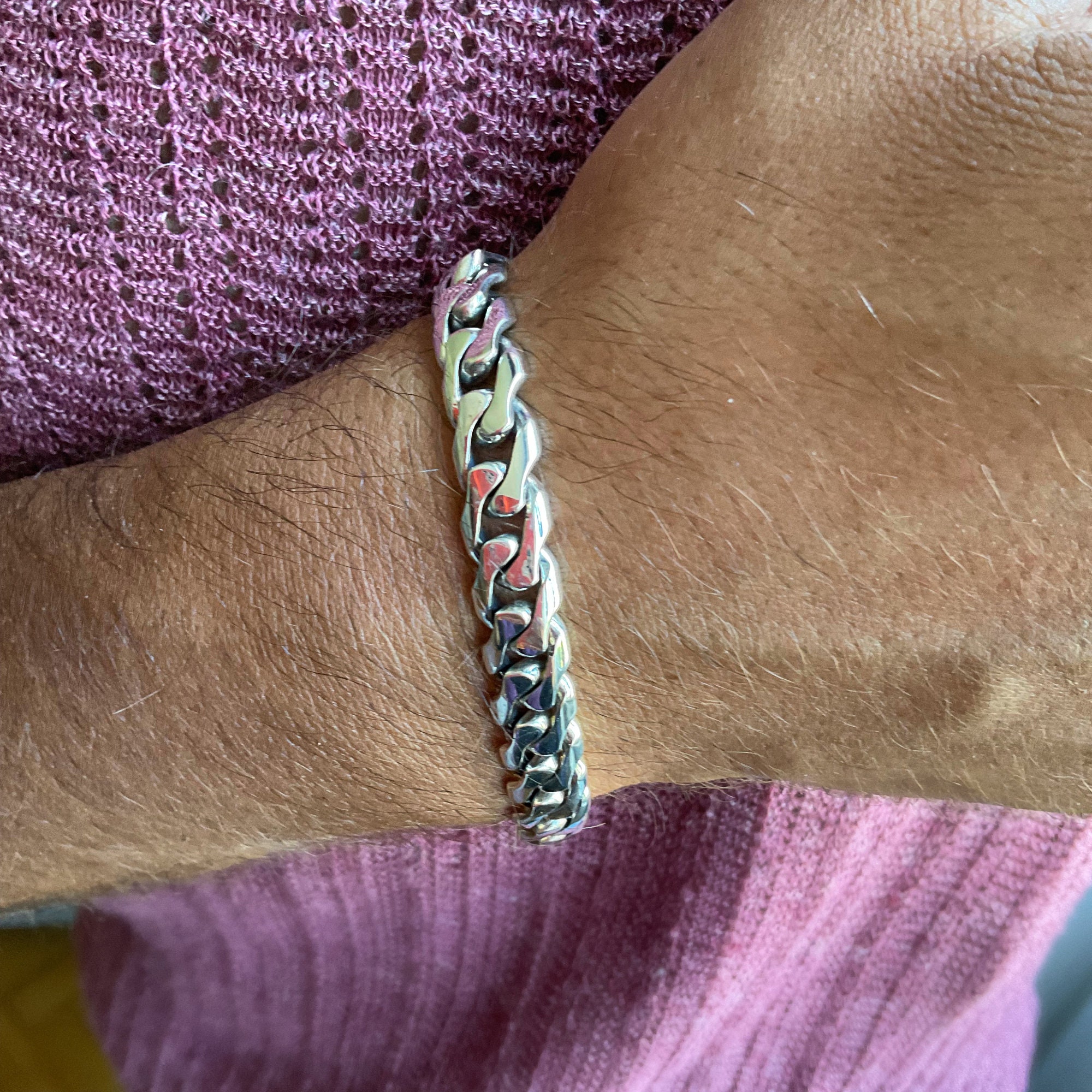 Heavy Sterling Silver Cuban Link Chain Bracelet, 9 Mm-925 Sterling ...
