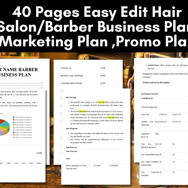 Barbershop Business Plan Template - Etsy