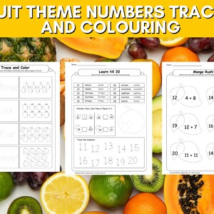 1-100 Number Tracing and Coloring Fruits Theme 20 PDF Printable Pages ...