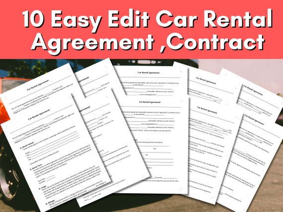 10 Easy Edit Car Rental Agreement Car Rental Rental Contract - Etsy