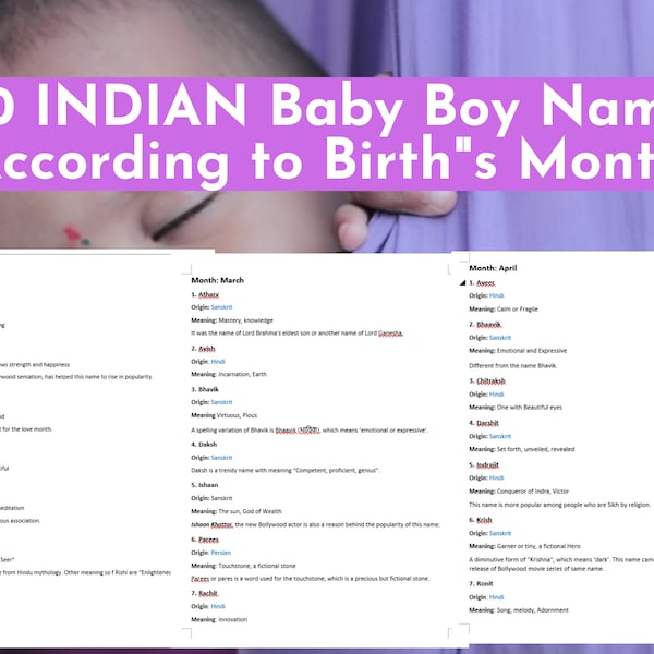 600 Baby BOY Names Based on Birth Month L Baby Name List Every Month L ...