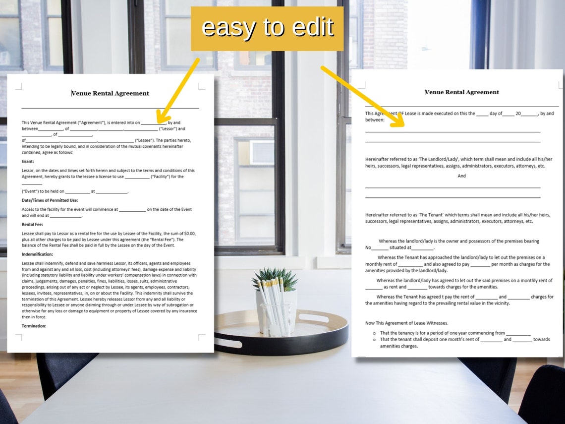 10 Easy Edit Event Space/venue Rental Agreement, Event Space Rental ...