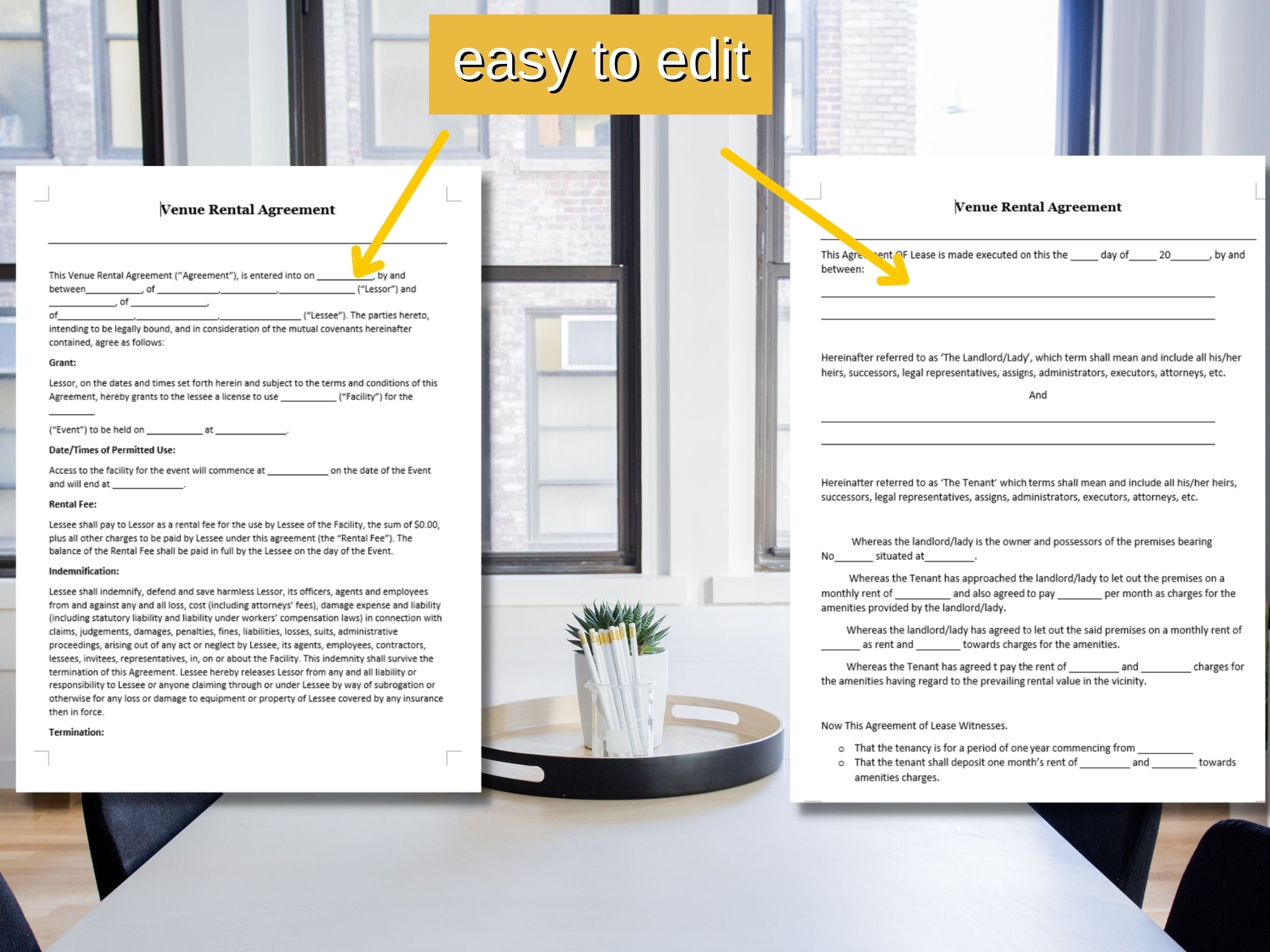 10 Easy Edit Event Space/venue Rental Agreement, Event Space Rental ...