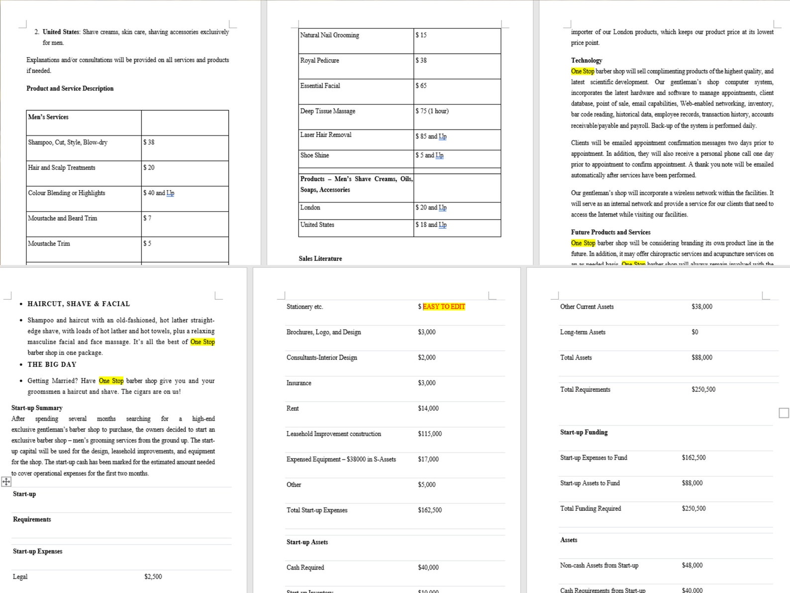 40 Pages Easy Edit Hair Salon/barber Business Plan, Barbershop ...