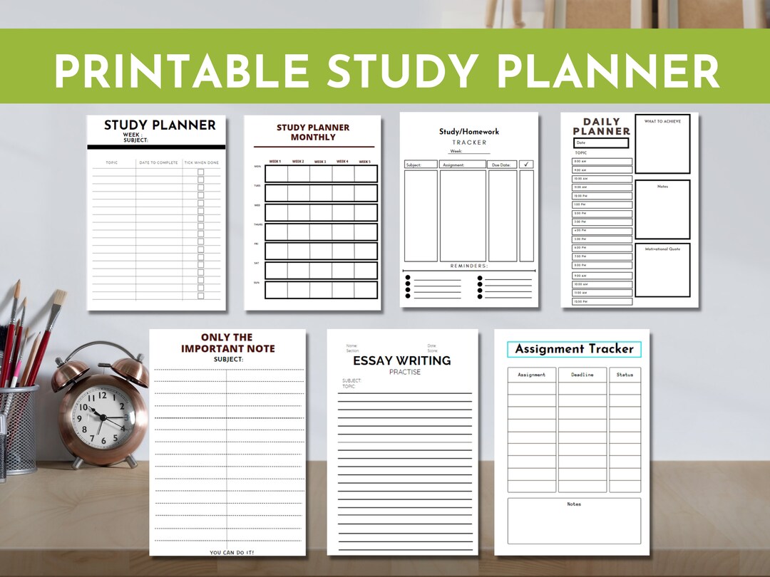 7 Printable Study Planner, Exam Printable Planner College School ...
