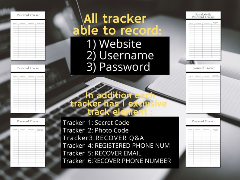 6 Minimalist Printable Password Tracker. Password Log and Password ...