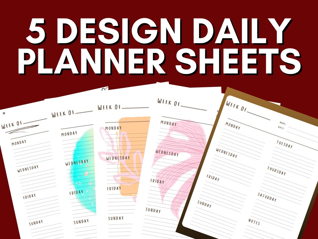 5 Simple Daily Planner Sheets Printable in PDF L Minimalist Daily ...