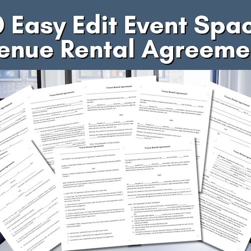 Facility Event Space Rental Agreement Venue Rental Contract - Etsy
