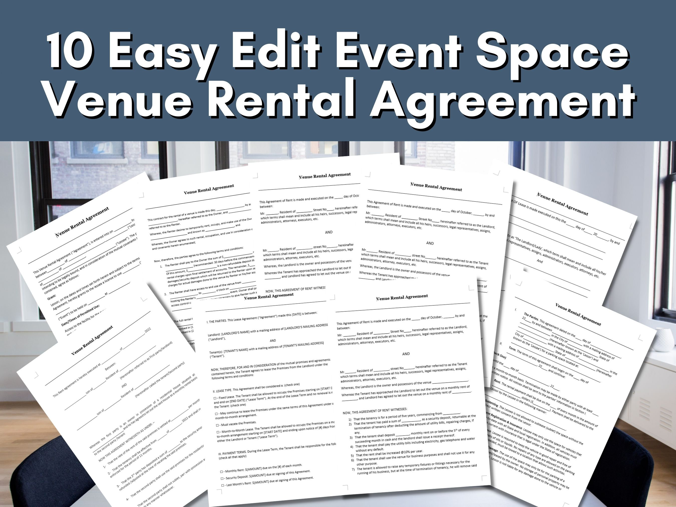 10 Easy Edit Event Space/venue Rental Agreement, Event Space Rental ...