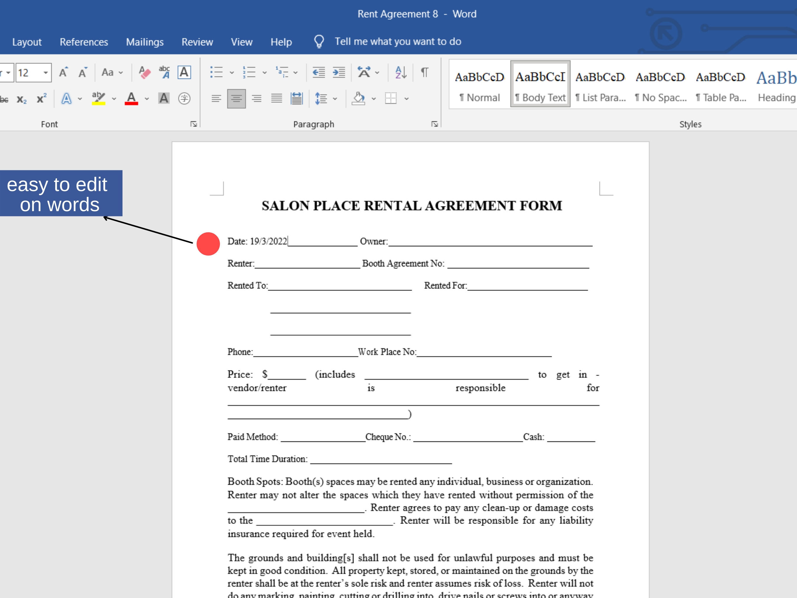 10 Easy Edit Hair Salon/barber Booth Rental Agreement, Barbershop Booth ...