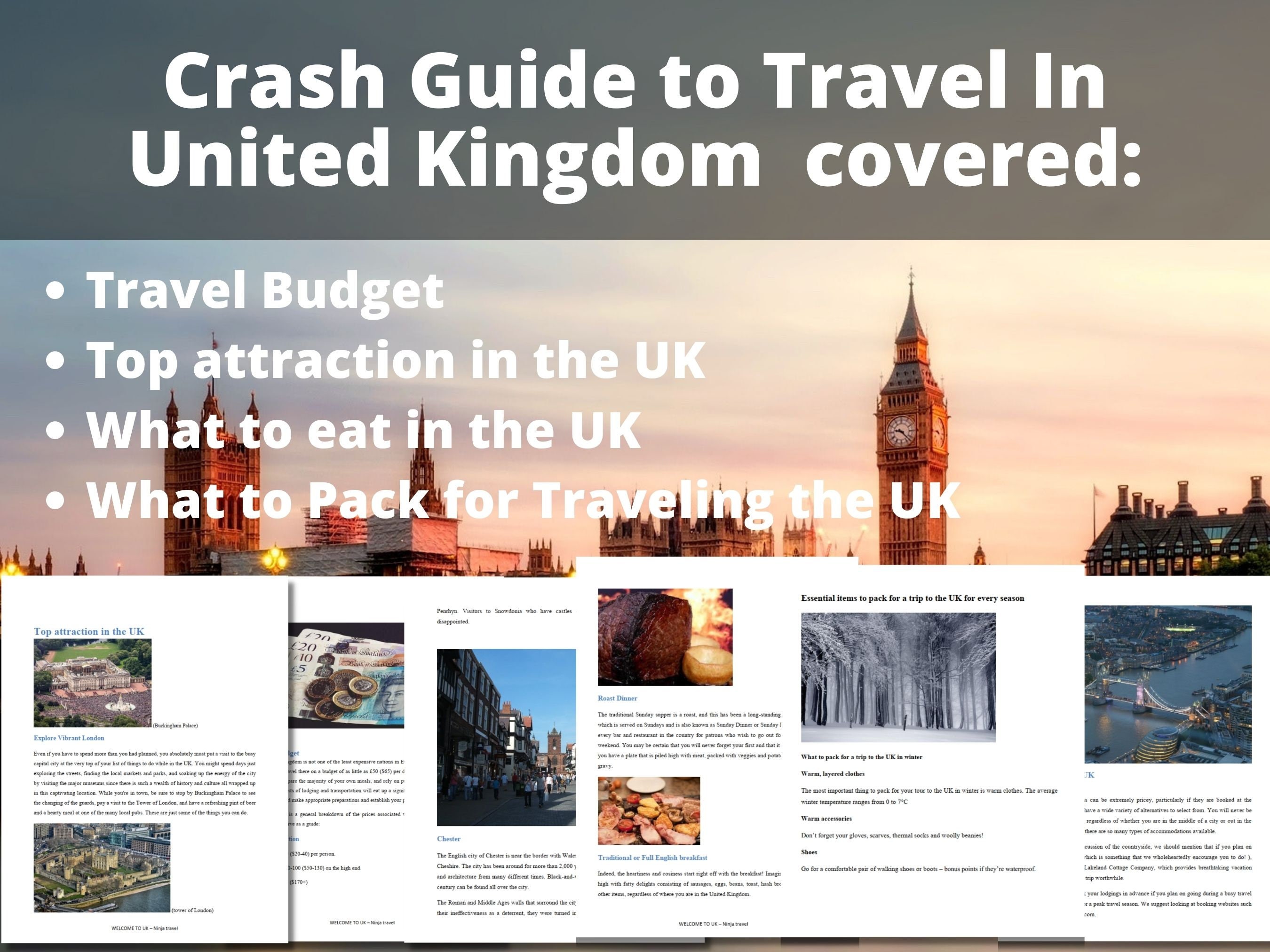 UK Travel Crash Guide 7 Free Itinerary Planner Travel Guide, United ...