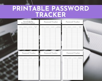 Printable Password Tracker. Password Log and Password Keeper. Digital ...