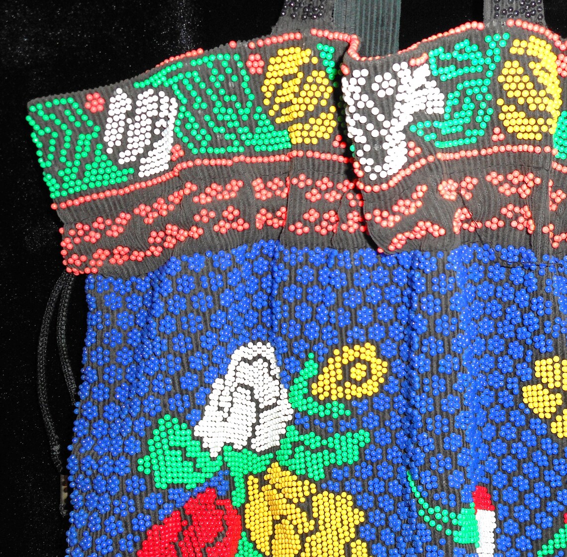 Fully Beaded Drawstring Bag With Cranes - Etsy