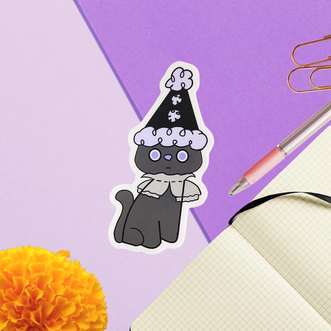 Pio the Mime Clown Cat - Waterproof Vinyl Sticker for Journal Laptop ...