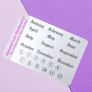 Months of the Year Gothic Lettering Sticker Sheet Small - Etsy