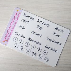 Months of the Year Gothic Lettering Sticker Sheet Small - Etsy