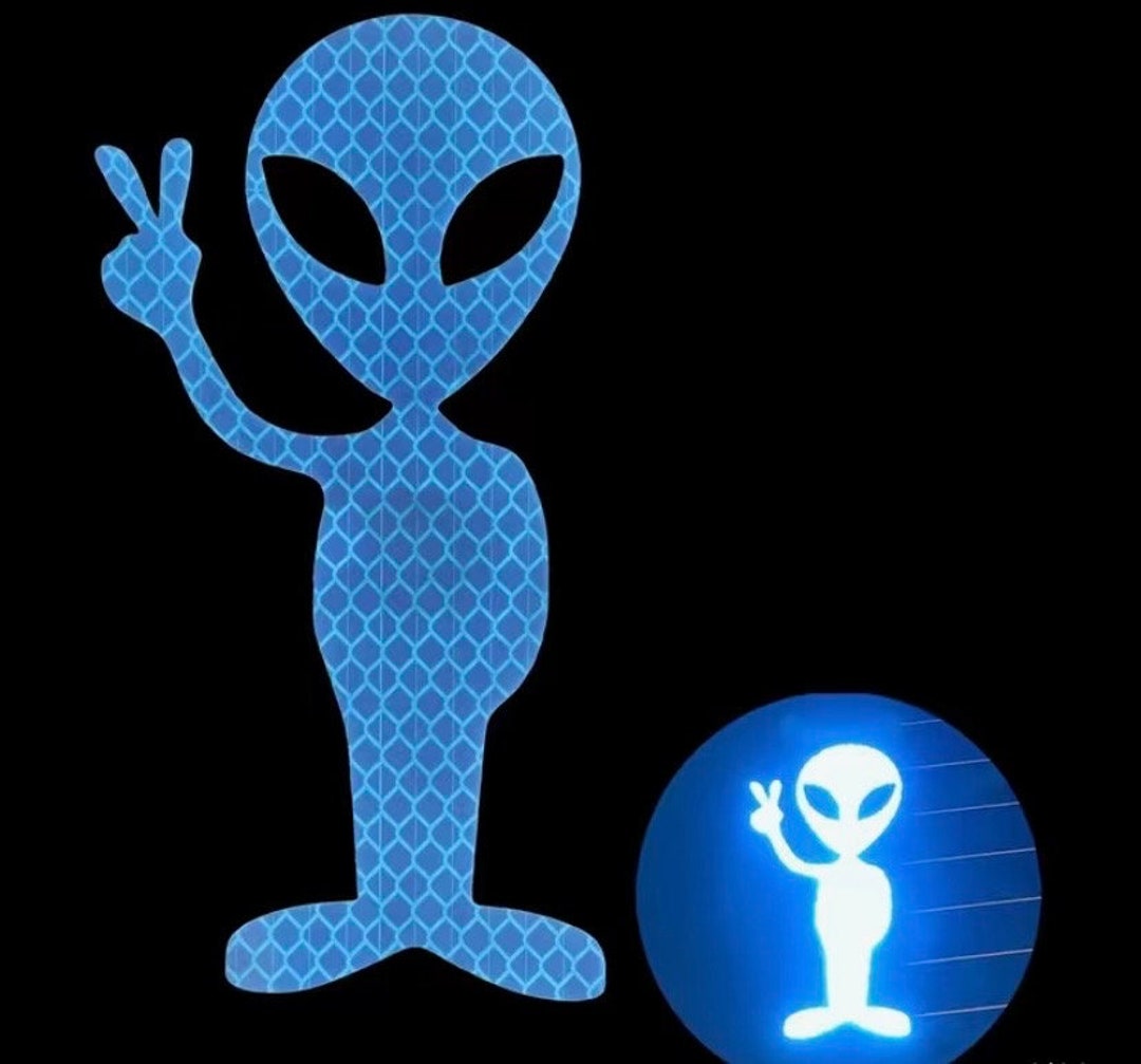 Reflective Blue or Red Alien Car Decal, Mirror, Laptop Sticker. Free ...