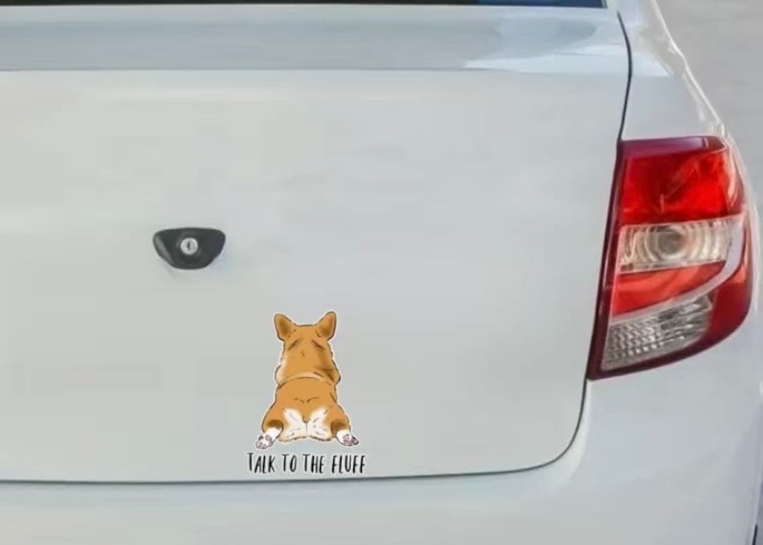 Talk to the Fluff Corgi Car Decal Mirror Laptop Sticker. - Etsy