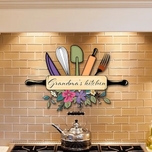 Personalized Metal Grandma's Kitchen Sign, Custom Name Kitchen Metal ...