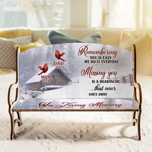 Personalized Cardinal Dad Mom Memorial Bench, Remembering You is Easy Bench, Sympathy Bench ...