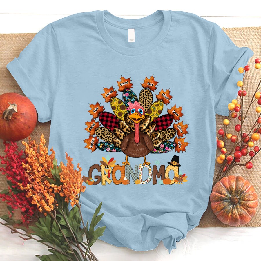 Personalized Turkey Grandma Shirt, Custom Grandma Nana Mimi Turkey ...