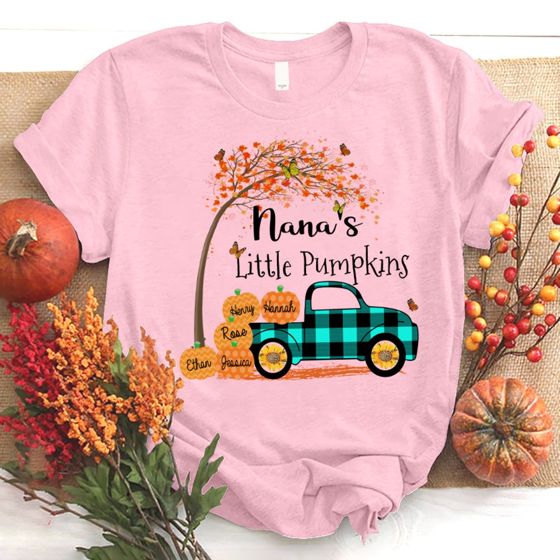 Custom Grandma Pumpkin Shirt, Custom Nickname Grandma Nana Mimi Shirt ...