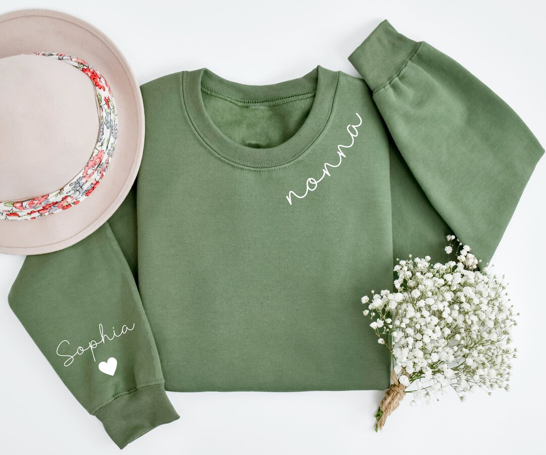 Custom Nonna Sweatshirt With Children Name on Sleeve, Nonna Crewneck, Personalized Gift for ...