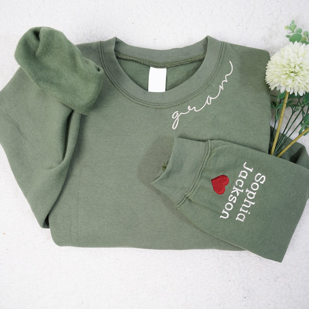 Embroidered Custom Collar Gram Sweatshirt, Gram Sweatshirt With Kid ...