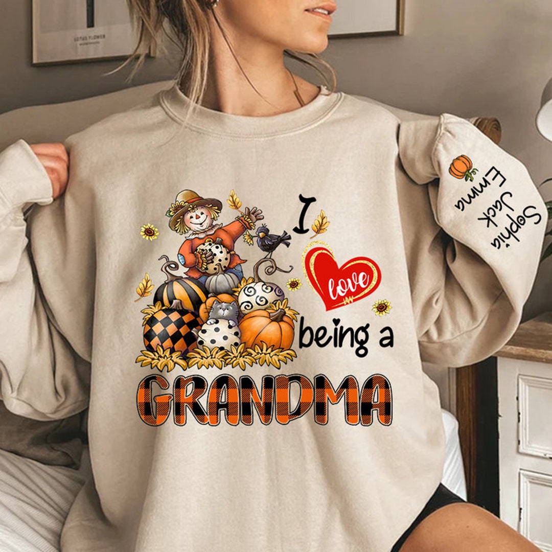 Personalized I Love Being a Grandma Sweatshirt, Grandma Autumn Kids on ...
