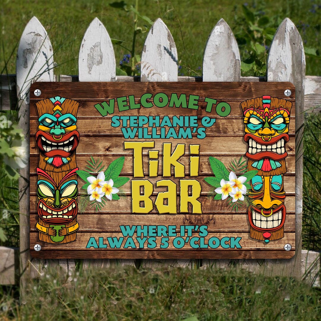 Personalized Tiki Bar Sign With Name, Backyard Sign, Custom Tiki Lounge ...